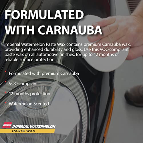 Malco VOC Compliant Imperial Paste Wax, Watermelon Scent β Creates High Gloss Finish/Provides Durable Protection/Premium Wax for Use on Fiberglass, Gel Coat and Painted Finishes / 14 Oz. (125214)