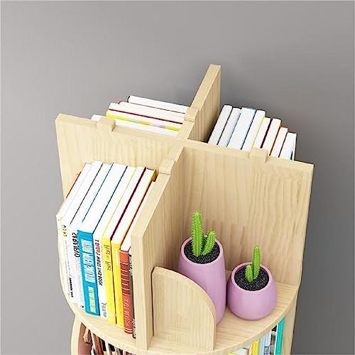Gdrasuya10 Upgraded 2 Tier 360 Rotating Bookshelf with Legs, Small Stackable Bookshelf Wood Bookcase Organizer Book Display Shelves Storage for Living Room Bedroom Study Room