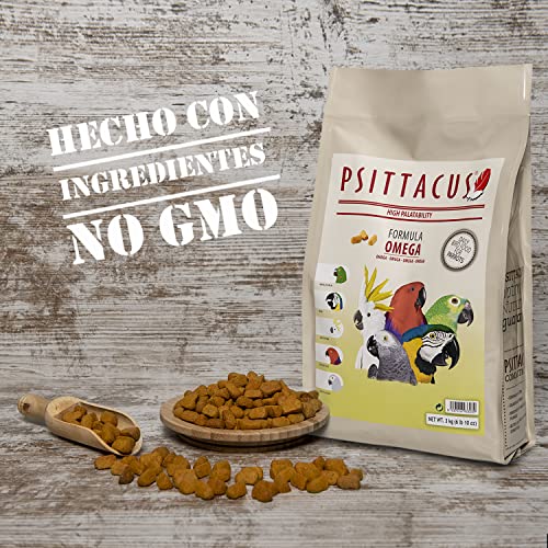 Psittacus Omega 6.6 lb | Complete Pellet Diet for African Greys, Macaws, Eclectus and Other African Parrots | Premium Food for Birds, 100% no-GMO