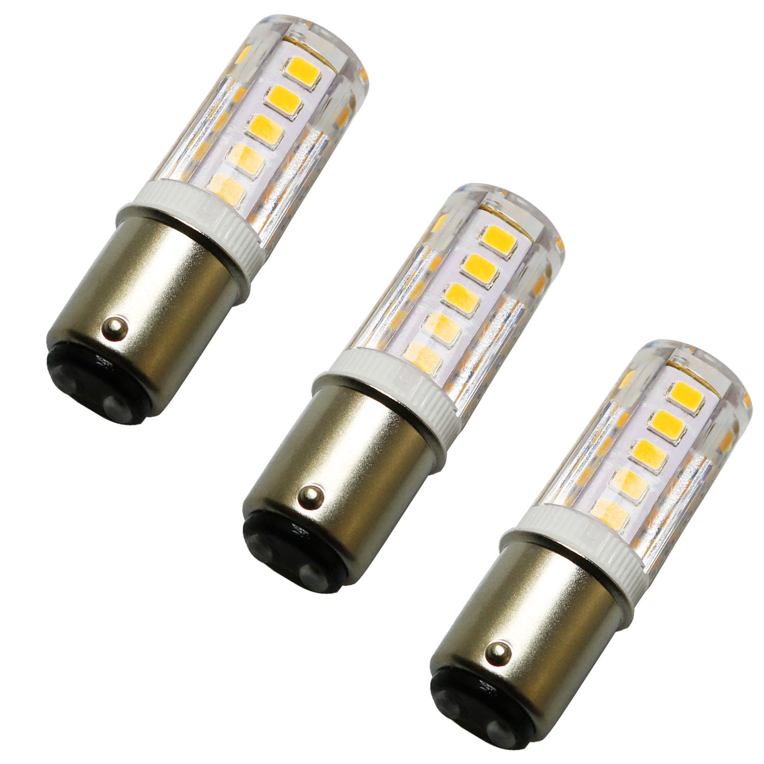 BLLNDX 3PCS Sewing Machine Bulb Dual Contact BA15D Bulb 3W3000K Warm Light Base Replacement for Singer Bayonet Type Replacement Pendant Lamp Vacuum Cleaner Lamp Reading Lamp Wall Lamps