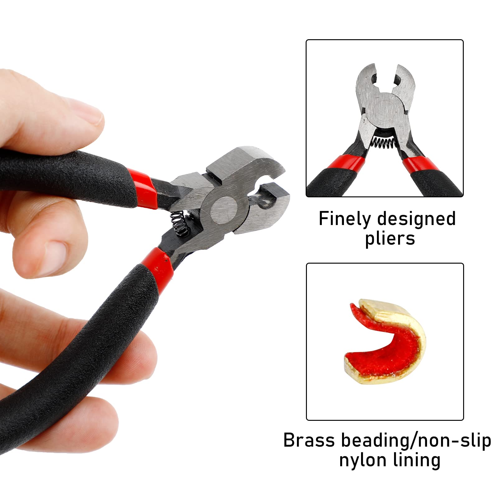 Archery Bow String Nocking Points Set T Square Ruler with D Loop Pliers for Recurve and Compound Bow Arrow Tuning Kit Brass Nock Buckle Bowstring Accessories