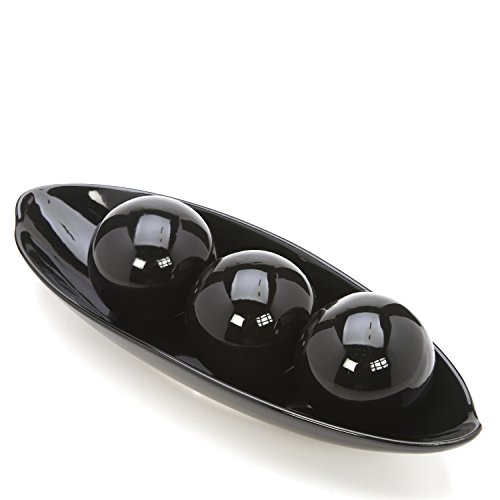 Hosley Decorative Bowl and Orb Set. Ideal Gift for Weddings Special Occasions and for Decorative Centerpiece in Your Living Dining Room (Black)