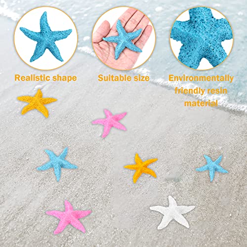 Cobee® Realistic Starfish Aquarium Ornament, 4 Pieces Resin Starfish Fish Tank Decoration Tropical Sea Animal Aquarium Decor Simulation Starfish Figurines Fish Tank Accessories