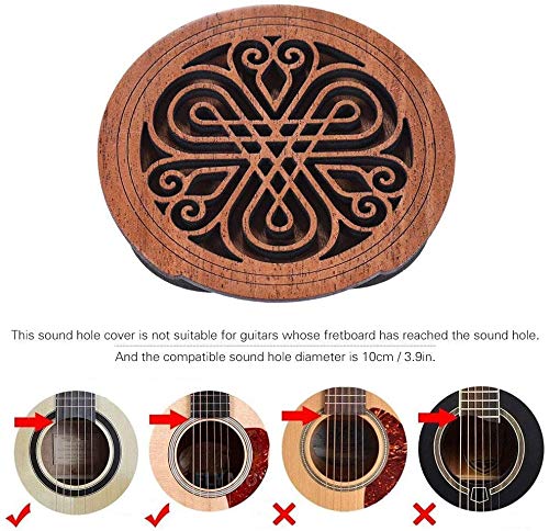 Guitar Wooden Soundhole Sound Hole Cover Block Feedback Buffer Mahogany Wood for EQ Acoustic Folk Guitars 7 B
