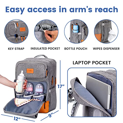 PILLANI Diaper Bag Backpack, Baby Bag for Boys & Girls,Diaper Backpack,Large Baby Diaper Bag for Mom & Travel w/Changing Pad