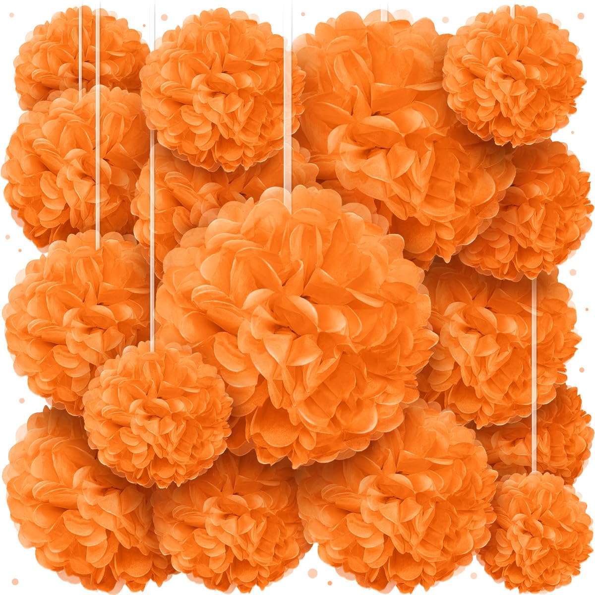 Orange Tissue Paper Pom Poms - Assorted Sizes - Orange Party Decorations for Birthdays, Weddings, Baby Showers and Special Occasions by Avoseta (16 Piece Set)