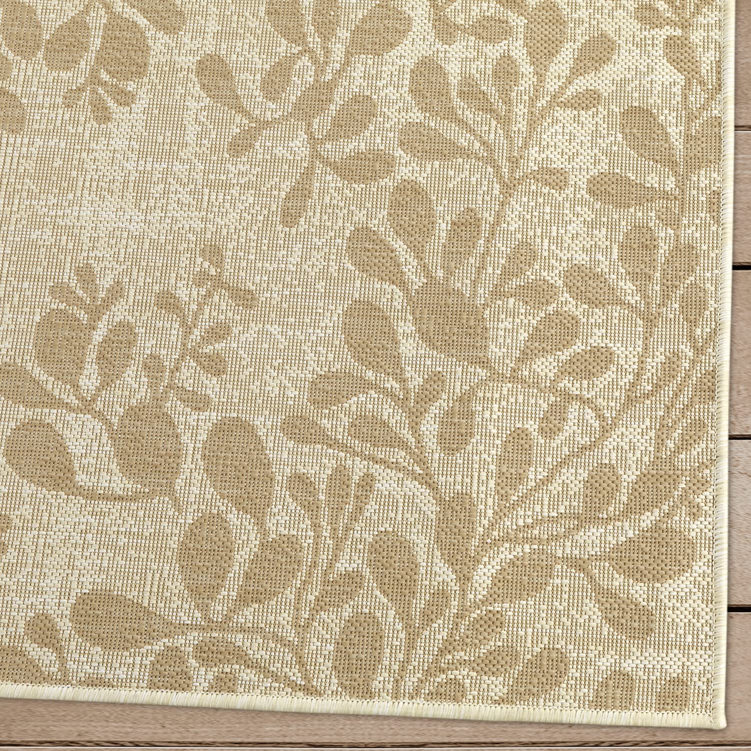 Antep Rugs Patio 5x7 Outdoor/Indoor Floral Area Rug (Beige, 5'3" x 7'6")