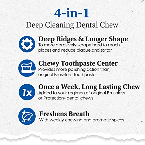 Ark Naturals Extreme Clean Brushless Toothpaste β Large Breeds, 18oz Bag β Long-Lasting Dog Dental Chew with Toothpaste Center β Freshen Breath, Reduce Plaque & Tartar with Dental Chews for Dogs