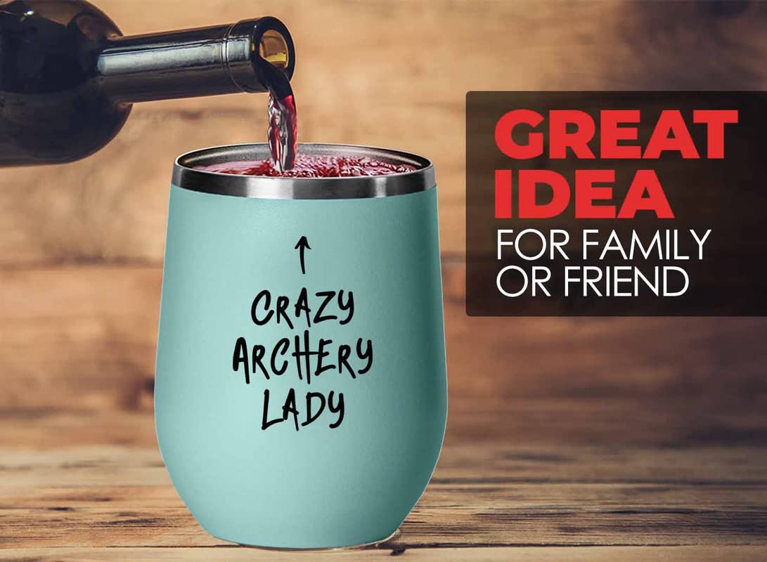 Archery Teal Edition Wine Tumbler 12oz - Archery Lady A - Funny Gift For Archery Coach Athlete Hunt Target Shot Trainer Arrow Bow Sport