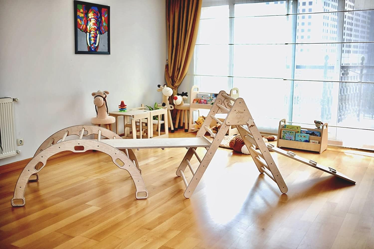 Kidodido Climbing Set | Triangle & Arch & Two Ramp Full Set | Montessori Climbing Jungle Set | Climbing Triangle & Arch Set with Two Ramp | Climbing Set for Children's Rooms | Indoor Playground