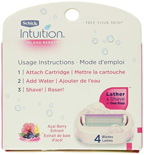 Schick Intuition Island Berry Womens Razor Refills with Acai Berry Extract, Pack of 3