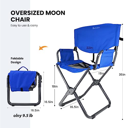 METKIIO Camping Chair β Outdoor Folding Chairs for Outside β Portable Chairs for Adults with Cup Holder, Media Pocket β Load-Bearing Folding Camping Chairs for Tailgating, Sports, Picnics