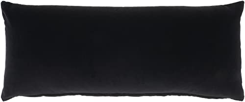 Mina Victory Life Styles Solid Velvet Lumbar Black 12" x 30" Throw Pillow
