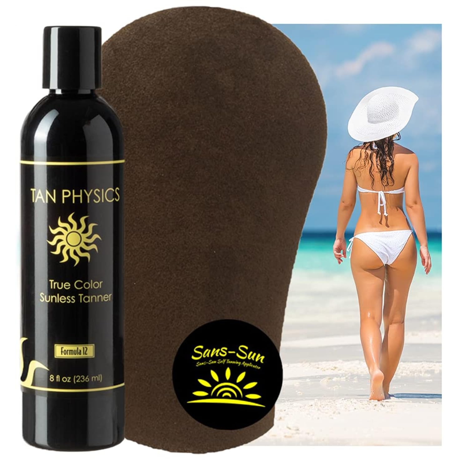 Tan Physics Self Tanner, 8 Fl oz with Tanning Mitt - Tan Physics True Color Sunless Tanner - Tan Physics Sunless Tanner - Self Tanners Best sellers - Fake Tan, Quick Tan & Sunless Tan