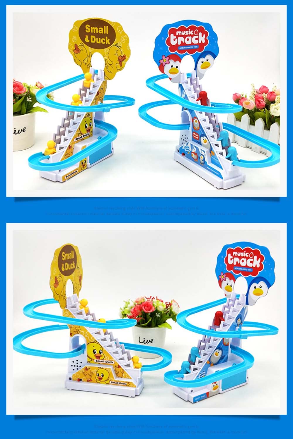 NEXTAKE Extra Ducks/Penguins for Stair-Climbing Toy Set, Accessory for Automatic Stair-Climbing Ducklings Cartoon Slide Toy Escalator Toy, Fit The 1.5cm/ 0.59inch Track (Extra 3 Ducks + 3 Penguins)