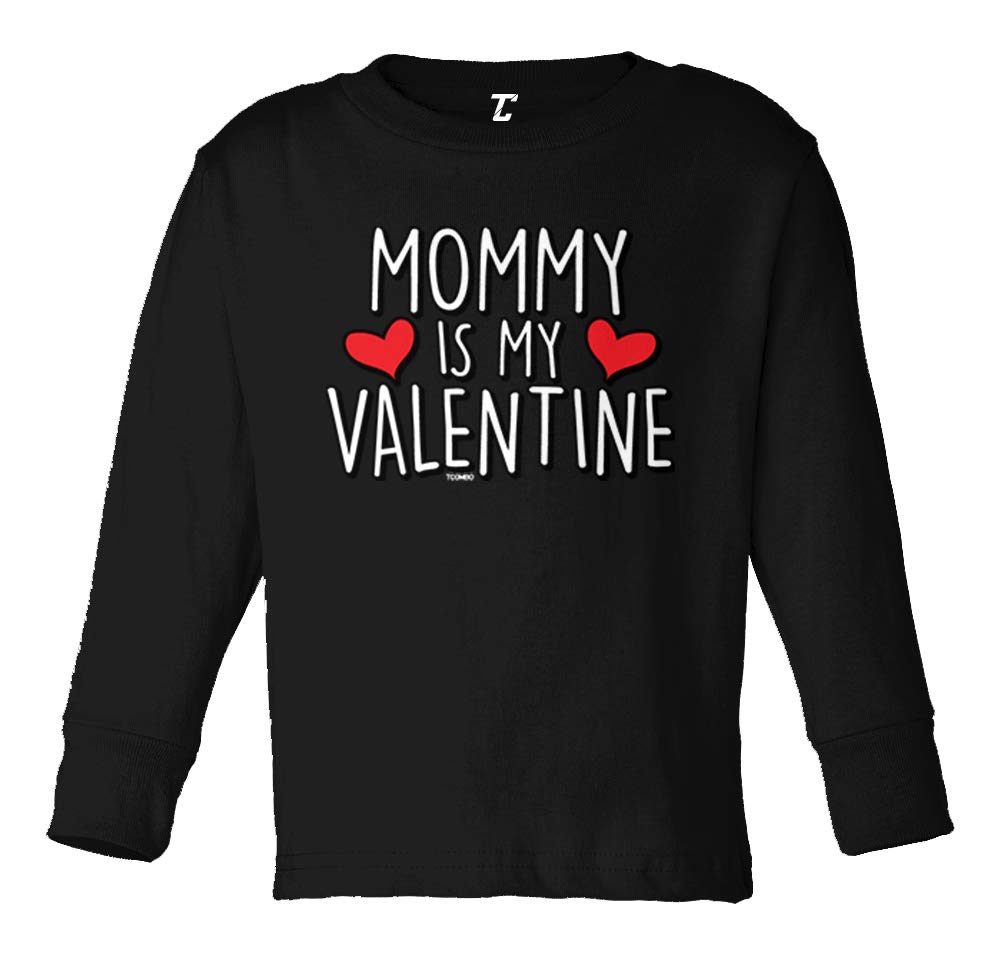 Tcombo Mommy is My Valentine - Cute Cupid Long Sleeve Toddler Cotton Jersey Shirt (Black, 4T)