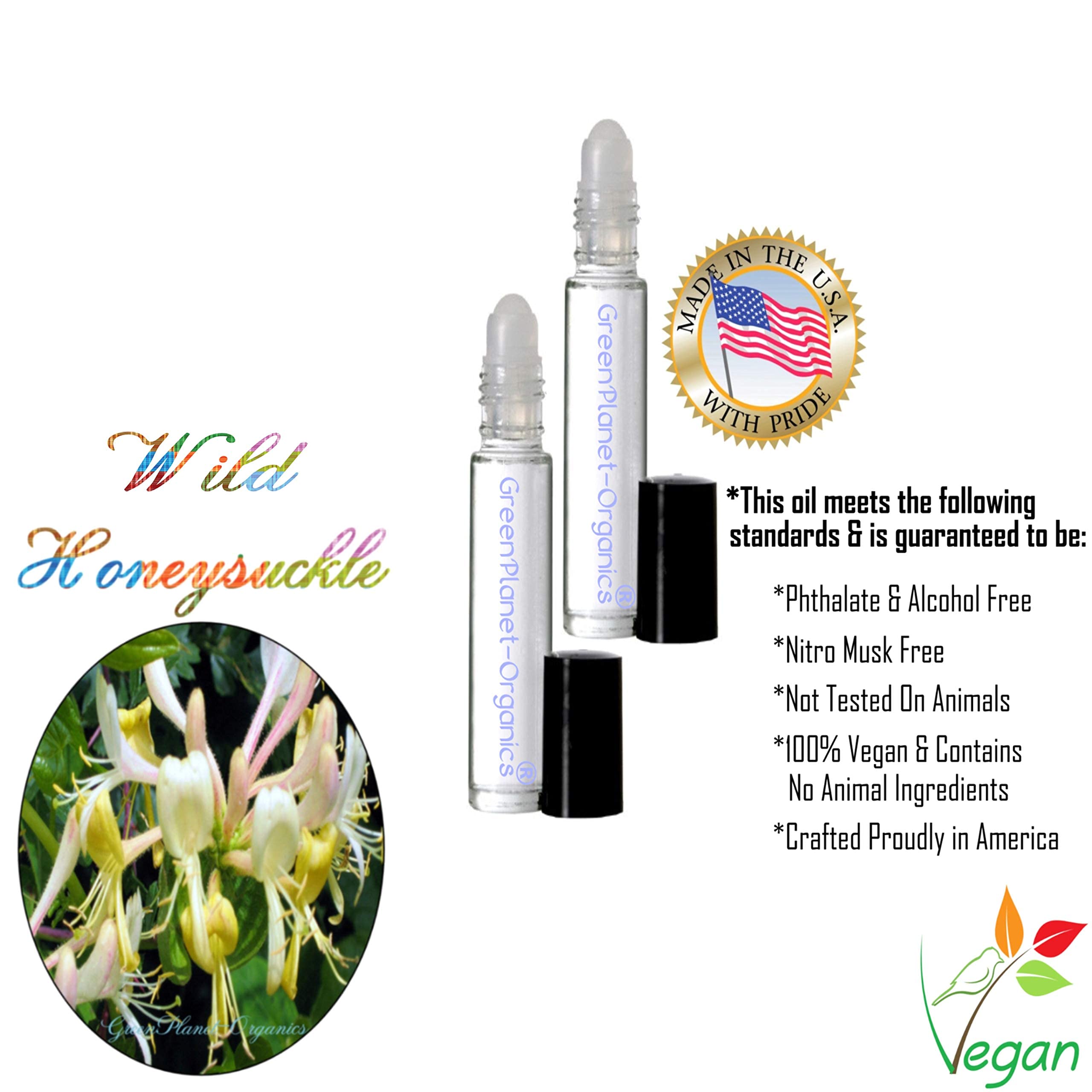 Set of 2x .33oz Bottles: Wild Honeysuckle Perfume Oil .33oz (Lonicera periclymenum) A Phthalate Free Oil!