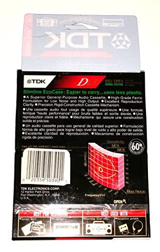 TDK D120 Dynamic Performance High Output IECI/Type I Normal Position Audio Cassettes D-120L2-2 Pack