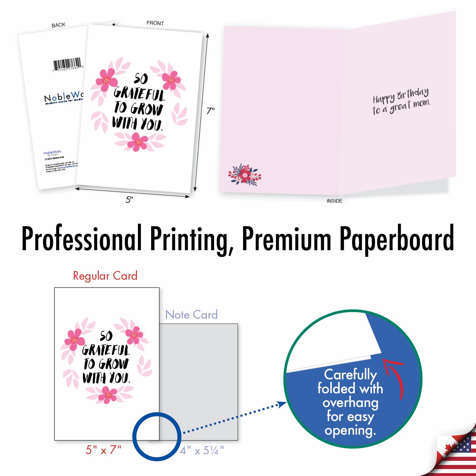 NobleWorks Birthday Mother Greeting Card (Mother) with 5 x 7 Inch Envelope (1 Card) MomAmazing Mom-Grateful C10351FBMG