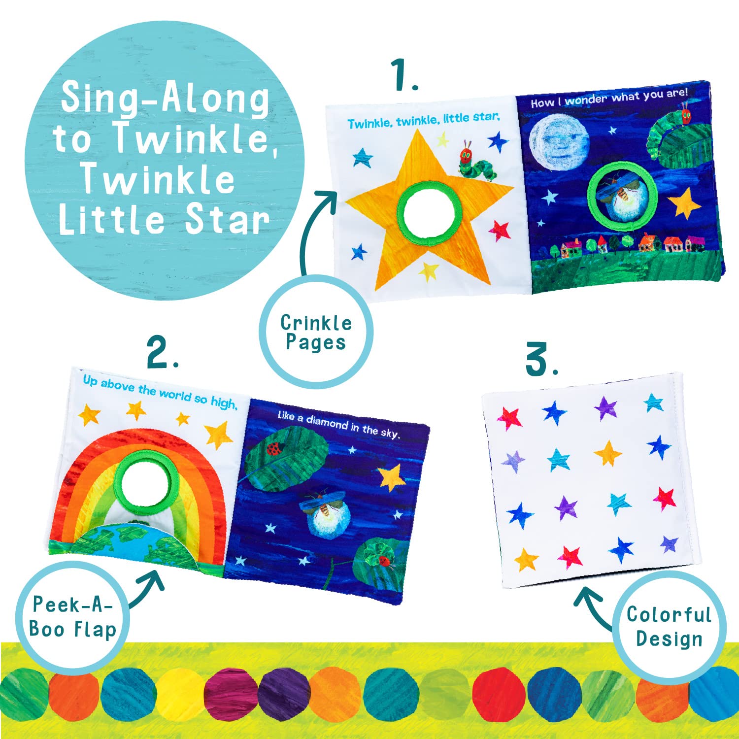 KIDS PREFERRED Eric Carle Soft Book: Twinkle Twinkle Little Star with Sounds, 7 inches (55736)