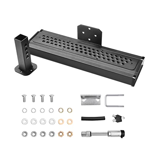 Heavy Duty Trailer Tow Hitch Steps (Large), 2'' Hitch Mounted Step and Bumper Protection fit for SUV/Pickup Truck/Van, Double-Sided Use Non-Slip Pattern with Pin Lock & U-Bolts Stabilize