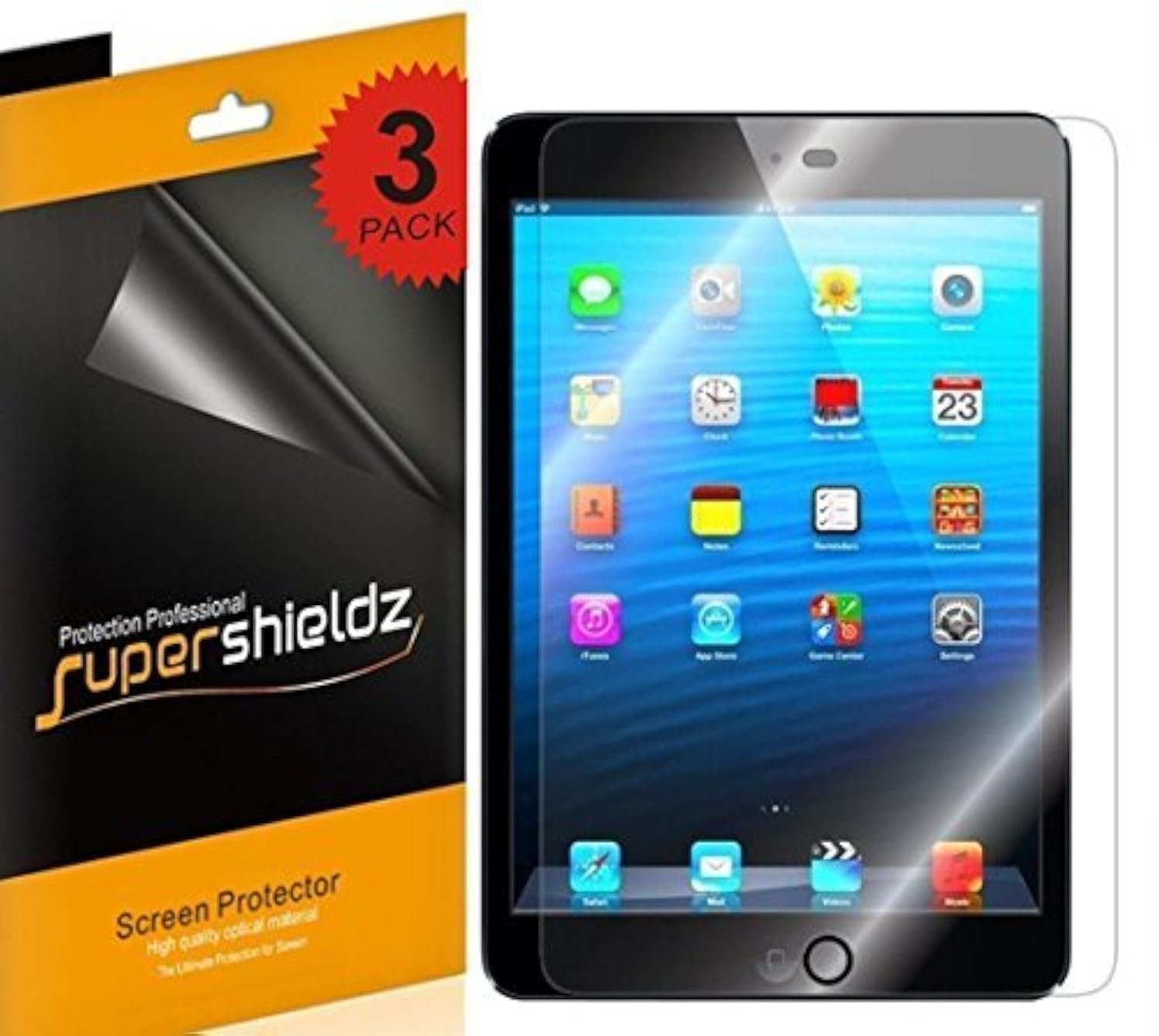 Supershieldz (3 Pack) Designed for Apple iPad Mini 3, iPad Mini 2, iPad Mini 1 Screen Protector, High Definition Clear Shield (PET)