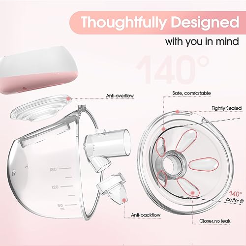 Hands Free Breast Pump, Electric Breast Pumps, 12 Levels 3 Modes Double Wearable Breastpump, Portable 1200mAH, LCD, Quiet and Painless, Leak-Proof 140° Silicone, Comfortable Breastfeeding Necessities