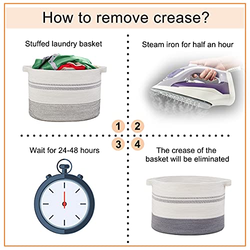 OIAHOMY Cotton Rope Basket 20x20x13 inches Laundry Basket Blanket Basket Baby Toy Basket with Handles Woven Baskets for Storage