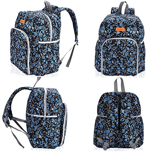 Hanfetch Yarn Storage Organizer Knitting Bag Backpack Large Size with Grommets Portable Crochet Bag Yarn Keeper for Yarn Skeins, Crochet Hooks, Knitting Needles and Other Accessories (Paisley)