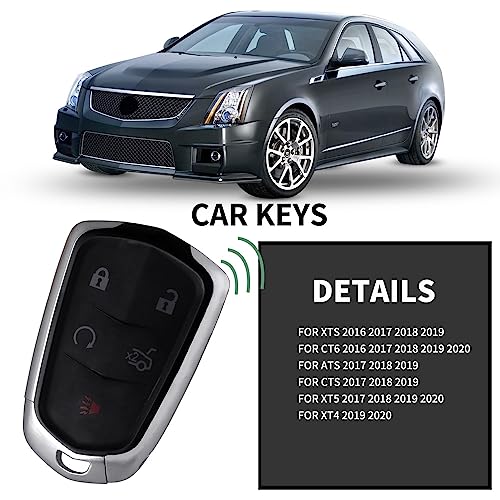 Keyless Remote Car Start 5B Raryloy Smart Key Fob for Cadillac XTS 2016-2019 ; CT6 2016-2020 ; ATS/CTS 2017-2019;XT5 2017-2020 ; XT4 2019-2020 FCCID: HYQ2EB 433.92Mhz