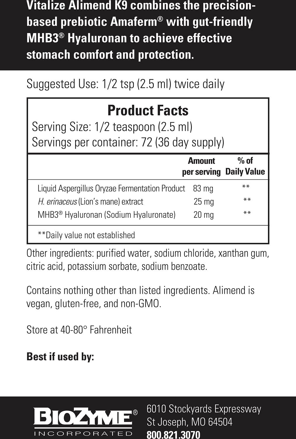 Vitalize Alimend K9 - Dog Upset Stomach Relief for Nausea, Vomiting & Diarrhea - 6 Oz