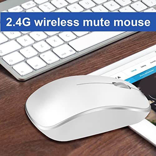 areclern Portable Wireless Mouse Ergonomic Rechargeable Silent with Receiver Mice Gaming Mouse Computer Accessories for Laptop PC White