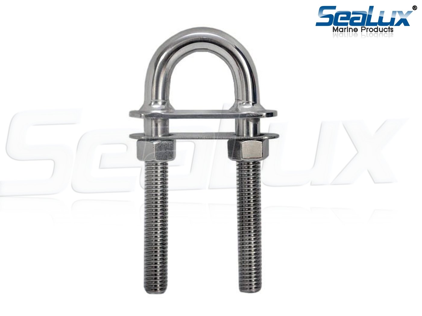 SeaLux Marine 3/8" Stock Fixed Welding Plate Bow Eye Stern Eye U-Bolt 5" Length with 3-1/2" Stud Length