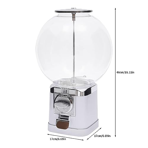 Household Coin Glue Ball Machine(Only Machine), Mechanical Candy Vending Machine with 17*17cm Base Diameter 30cm White, Candy Gumball Machine Prize Machine Gumball Bank for Game Stores And Retail Stor