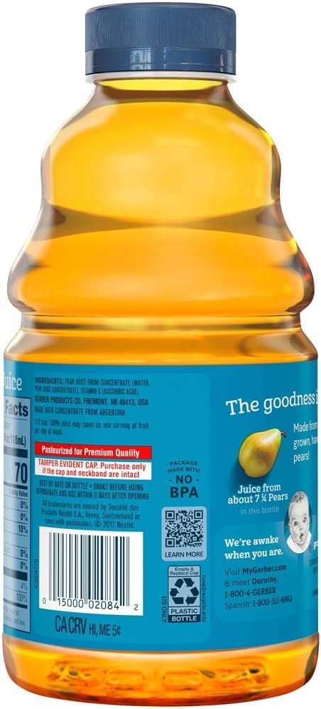 Gerber Nature Select Baby 100% Fruit Juice 32 Fl Oz (Pack of 2) (100% Pear Juice)