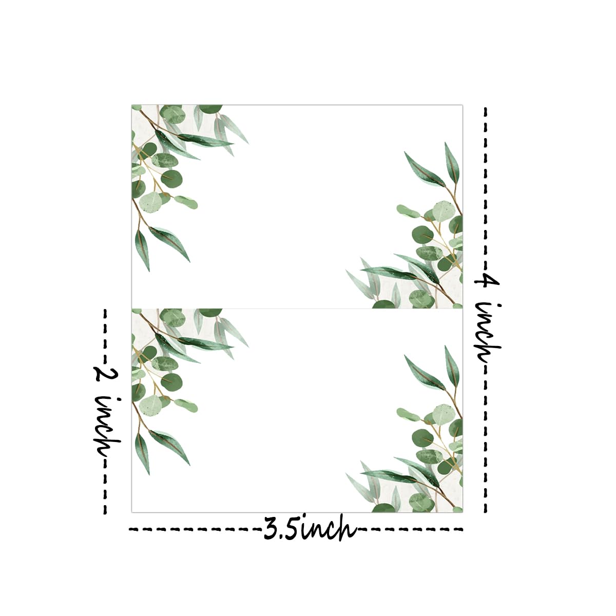 Place Cards 3.5 x 4 Inch Tented Blank Table Cards Greenery Place Cards for Wedding or Party Name Cards for Table Setting Reserved Seating Dinner Place Cards Seating Place Cards for Tables,100 Pcs