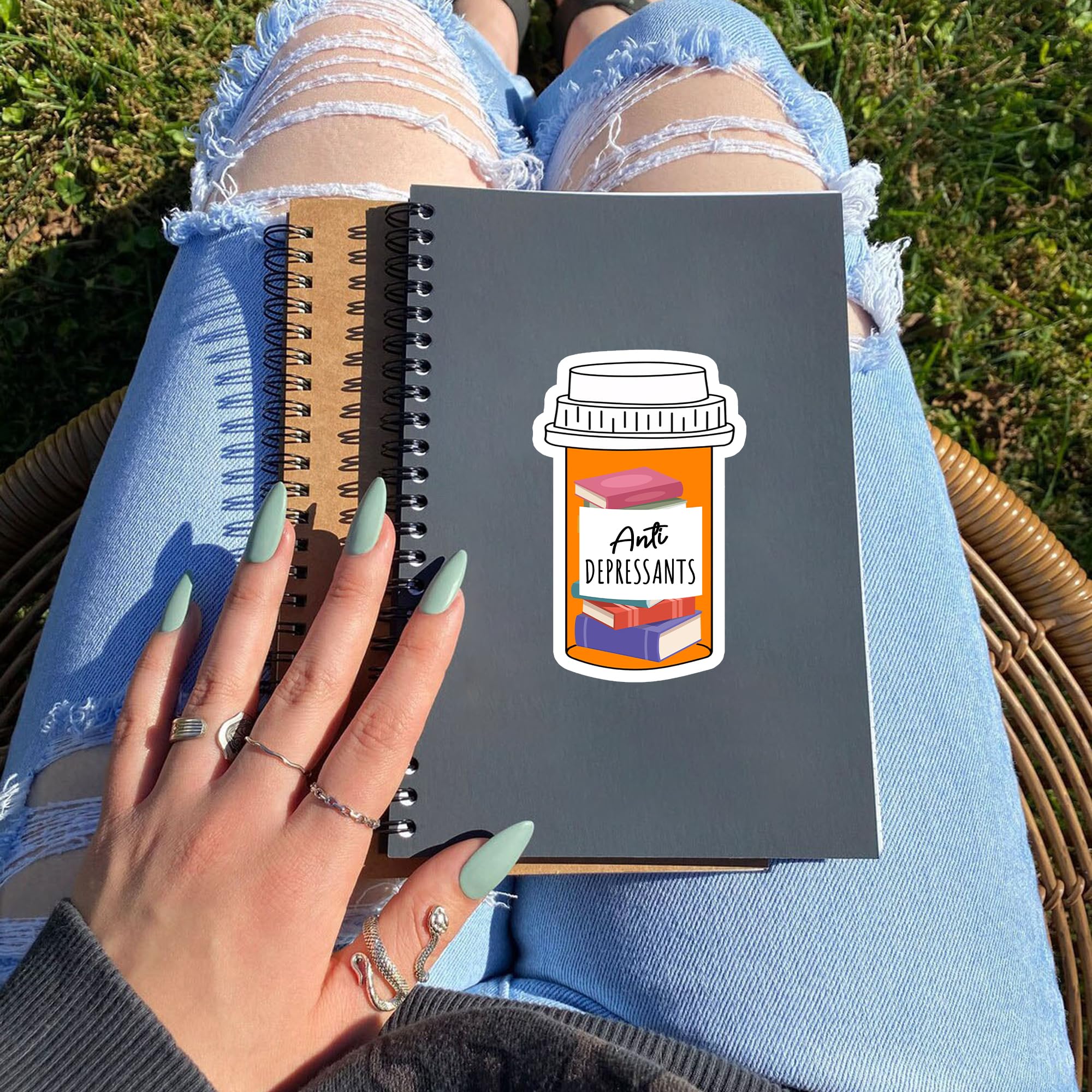 Anti Depressants Sticker, Bookish Stickers, Smut Reader Stickers, Book Lover Stickers, Water Assistant Die-Cut Vinyl Decals for Laptop, Phone, Guitar, Water Bottles, Kindle Stickers