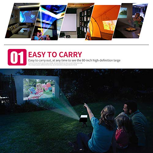 Mini Movie Projector, 24-60 Inches Screen 1080P Portable Projector Compatible with USB| Laptop| Phone, Built-in Speaker, LED Light Source, Electronics Tech Gadgets, Mini TV, Cool Stuff (Black)