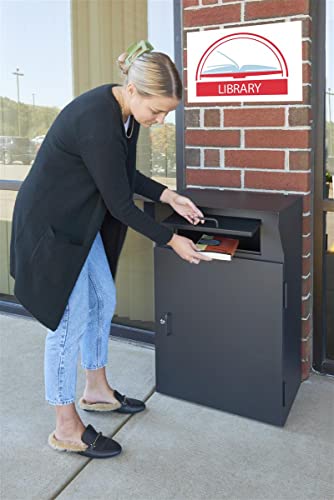 Displays2go 22" w x 36" h Heavy-Duty Outdoor Drop Box w/ Locking Door and Steel Build- Black (FDHDBBF1)