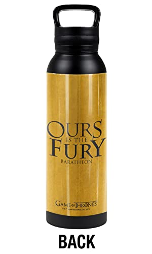 Game of Thrones OFFICIAL Baratheon Sigil 24 oz Insulated Canteen Water Bottle, Leak Resistant, Vacuum Insulated Stainless Steel with Loop Cap, Black