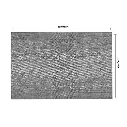 Leetaltree Grey Placemats, Heat Resistant Non-Slip Place mats for Dining Table, Washable Durable PVC Vinyl Woven Table Mats (Set of 6)
