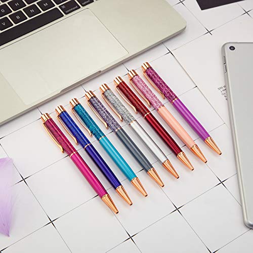 PASISIBICK Ballpoint Pens,Bling Dynamic Crystal Liquid Ballpens Black Ink for Office Supplies(12 Pcs)