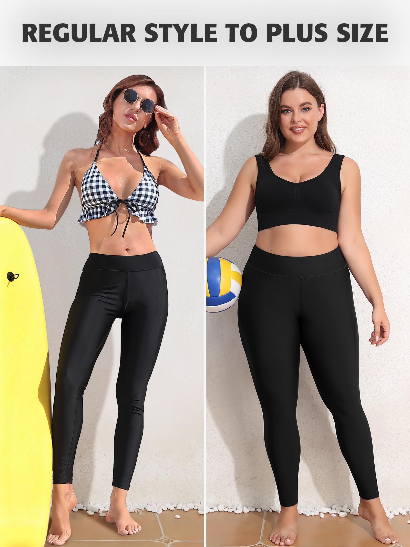ATTRACO Women's Swim Tights Swimming Leggings Long Swimming Pants Black M