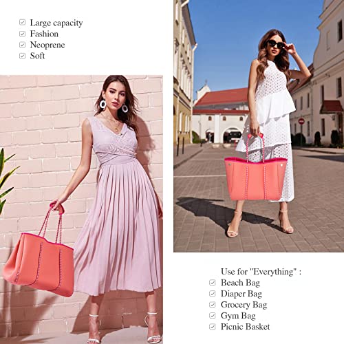 LMYYG Beach bag,Multipurpose NeopreneĀ Bag,Large Tote Bag,Waterproof Shoulder Beach Bag for Travel Beach Gym Swimming