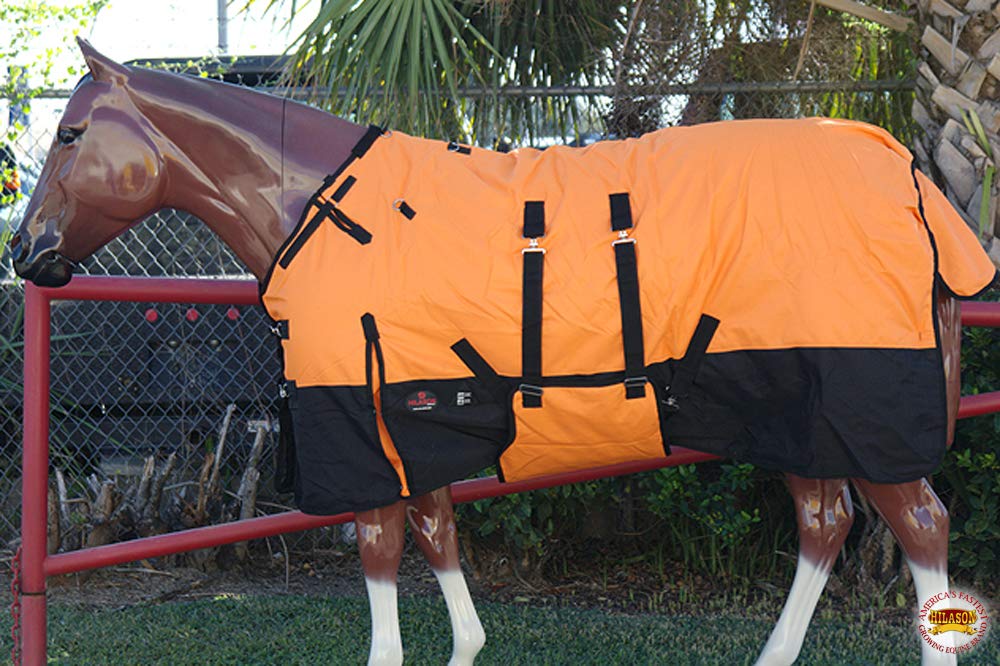 Orange 75 in HILASON 600D Winter Waterproof Poly Horse Blanket Belly Wrap | Horse Sheet | Horse Turnout Sheet | Horse Sheets for Winter | Waterproof Turnout Sheets for Horses
