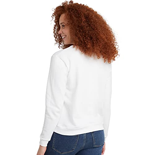 Hanes Women's EcoSmart Crewneck Sweatshirt, White, Large