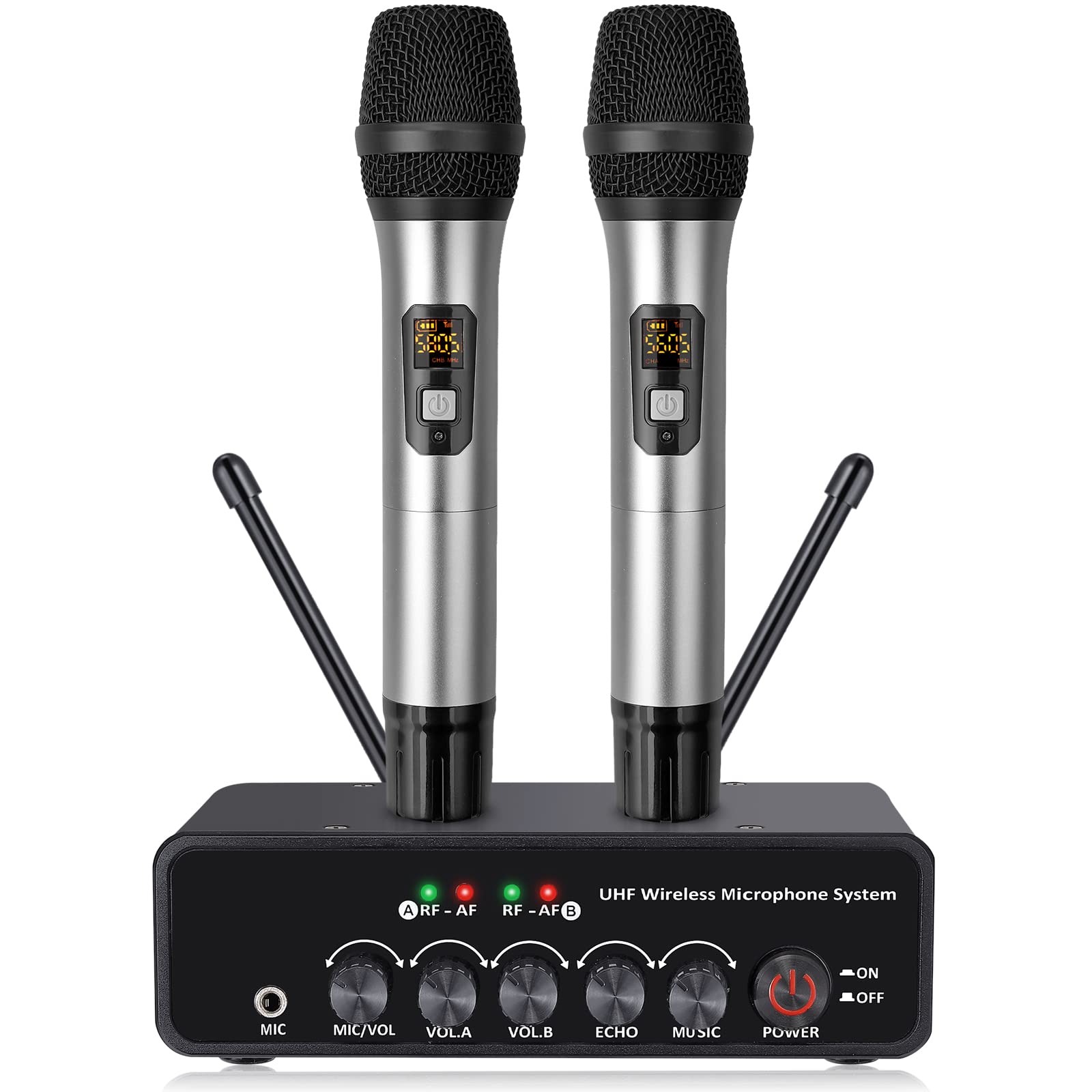 LiNKFOR UHF Wireless Handheld Microphone System, Bluetooth 5.0 | 30 Adjustable Frequencies | Optical/Coaxial/3.5mm AUX & MIC Input | Optical/3.5mm AUX Output for Karaoke, Wedding, Meeting