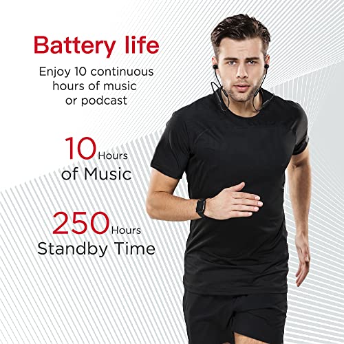 Gigastone Bluetooth 5.0 Neckband Sweat-Proof Headset with 10H Music Playtime, 240H Standby Time, Wireless Earphone for Sports Office with IPX4 Waterproof.