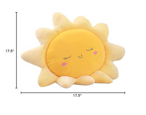 unlockgift Cuddly Plush Sun Pillow, Cloud Decorative Pillow for Bedroom, Playroom, Nursery, Cute Photo Props Pillow-01 Sun,17.5"