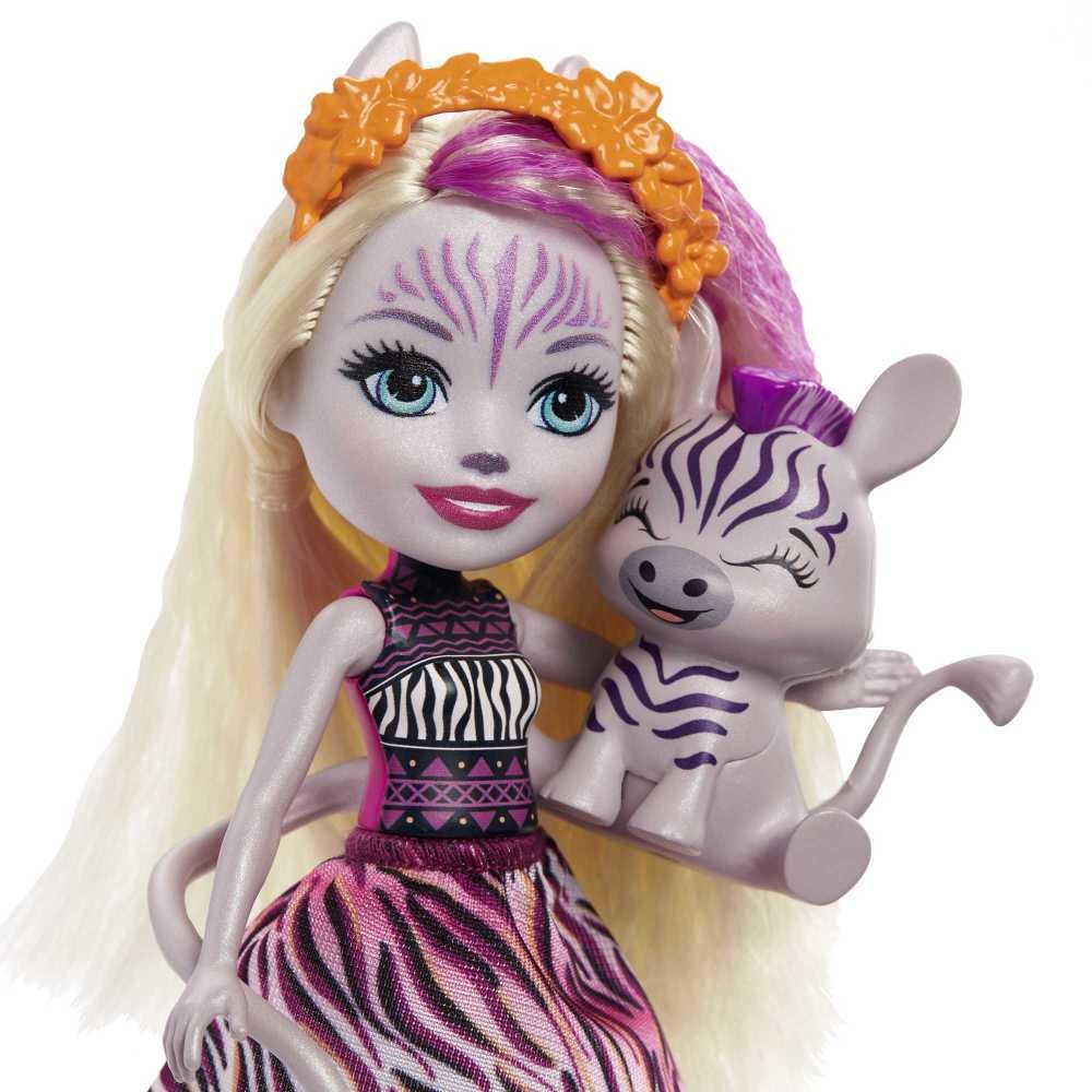 Mattel Enchantimals Zadie Zebra Doll with Ref Animal Figure, 6-inch Small Doll with Removable Skirt & Accessories, Sunny Savanna Toy Collection